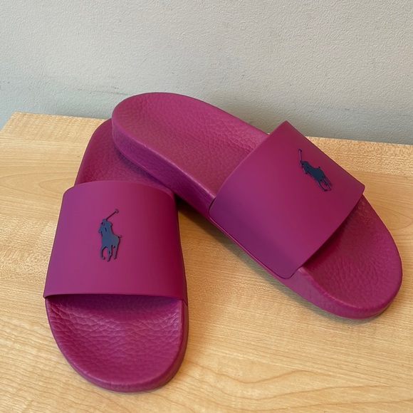 Polo Ralph Lauren | Shoes | Polo Slides With Raised Black Polo Player ...